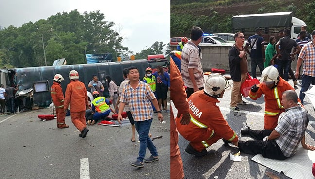 Bus crash on Karak Highway, 14 injured | FMT