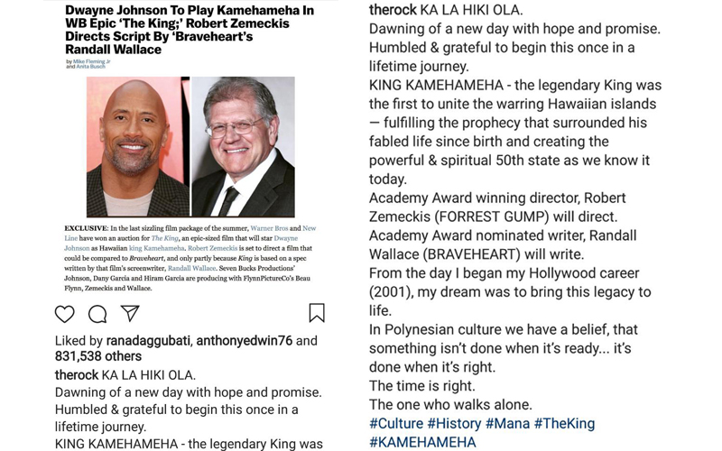 Kisah Raja Hawaii difilemkan, ‘The Rock’ bawa watak utama | FMT