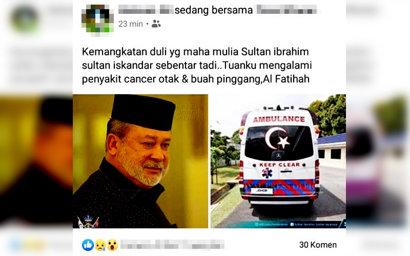 OKU mangsa penyebaran berita palsu kemangkatan Sultan Johor | FMT