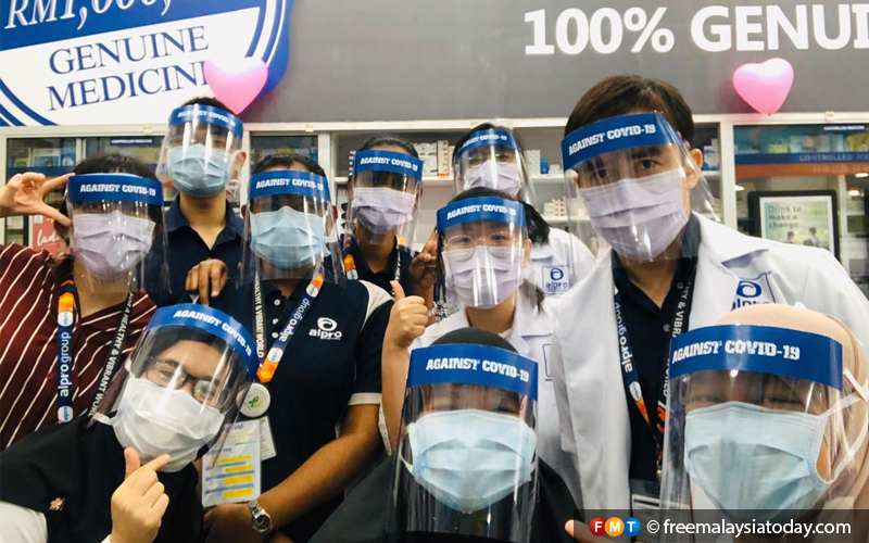 Bikin pelindung muka, penghantaran percuma, farmasi bantu lawan Covid ...