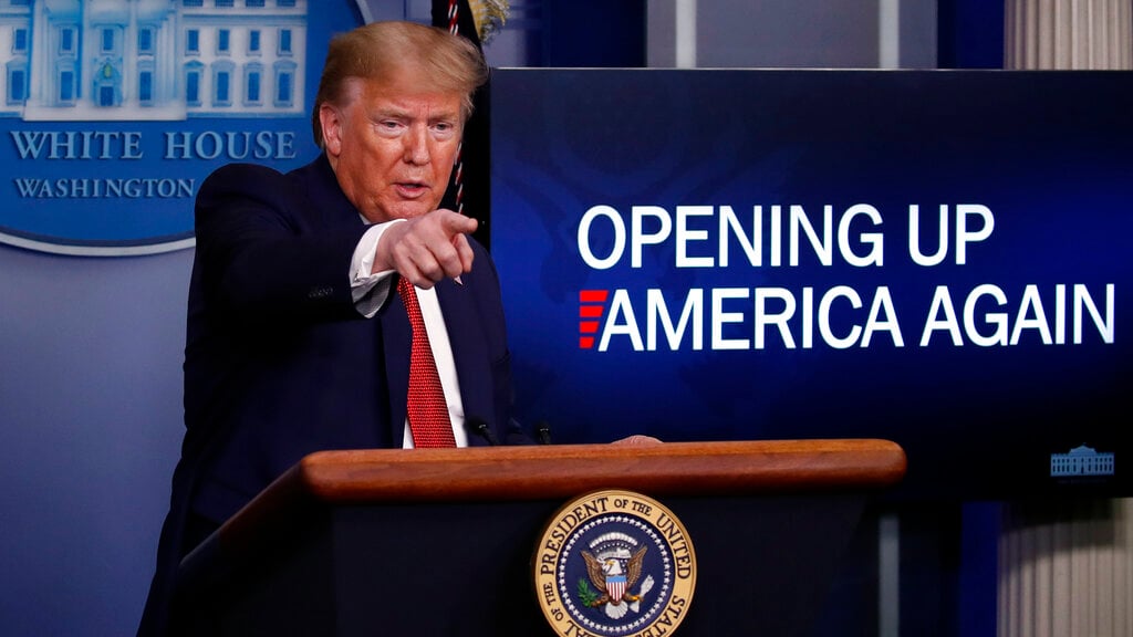 ‘We’re opening up’: Trump declares gradual US reboot against dire ...