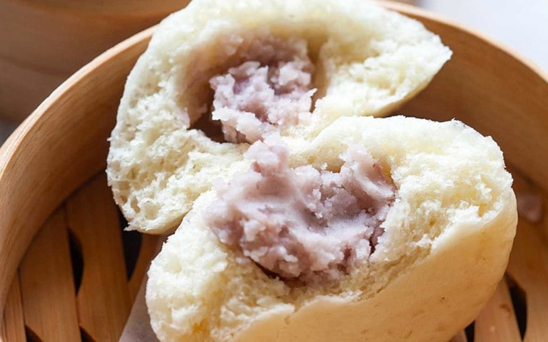 Soft, fluffy homemade bao with sweet yam filling | FMT