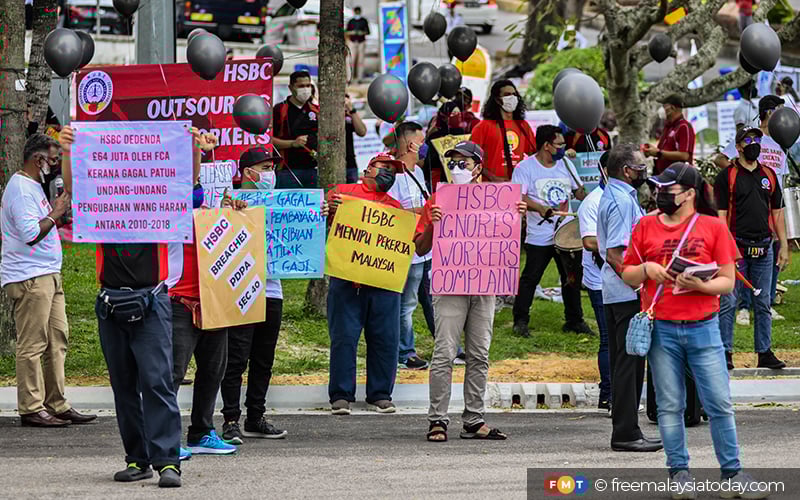 NUBE members picket at HSBC bank | FMT