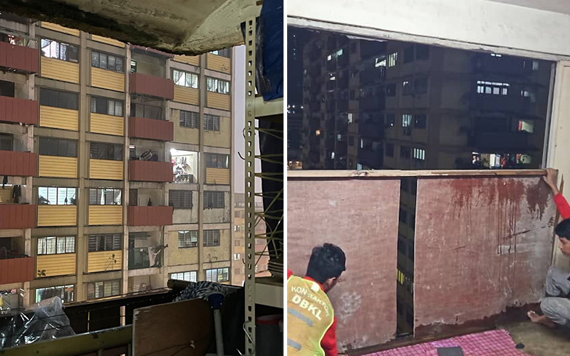 Dinding flat tercabut akibat ribut, DBKL ambil tindakan segera | FMT