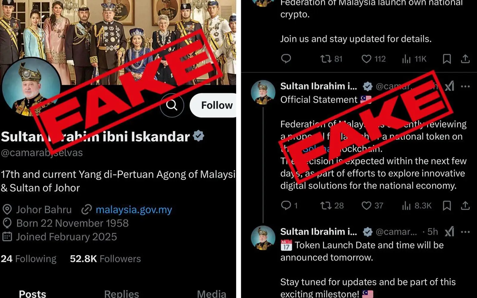 Warning on fake X account of king | FMT